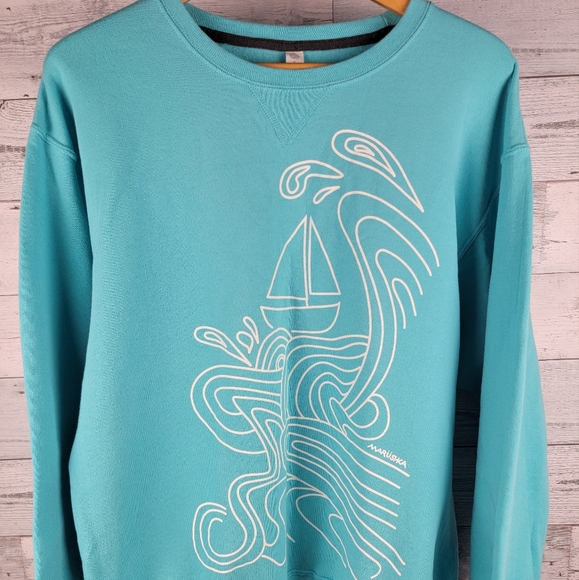 Marushka | Tops | Marushka Big Wave Sweatshirt Sz Large Aqua Sailing ...